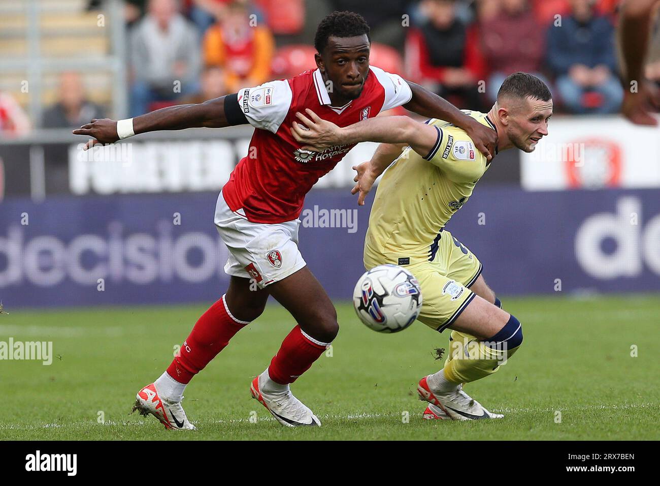 Preston North End's Alan Browne (right) and Rotherham United's ...