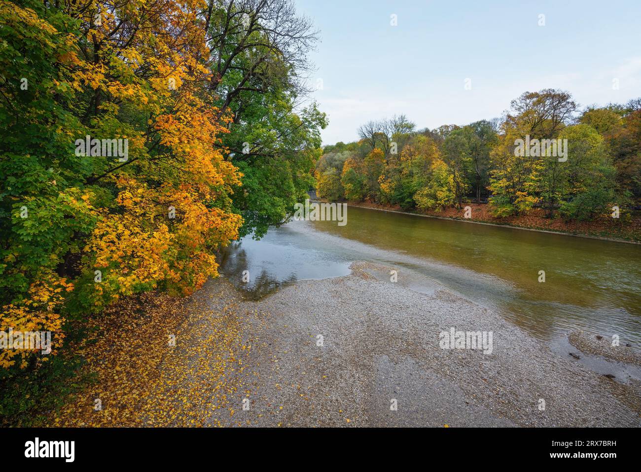 Isar River during Autumn Season - Munich, Bavaria, Germany Stock Photo ...