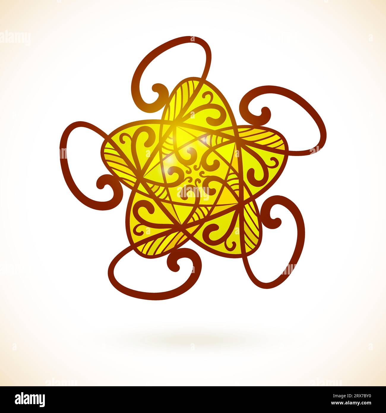 Geometric pentagonal design element, Ornamental yellow mandala Stock ...