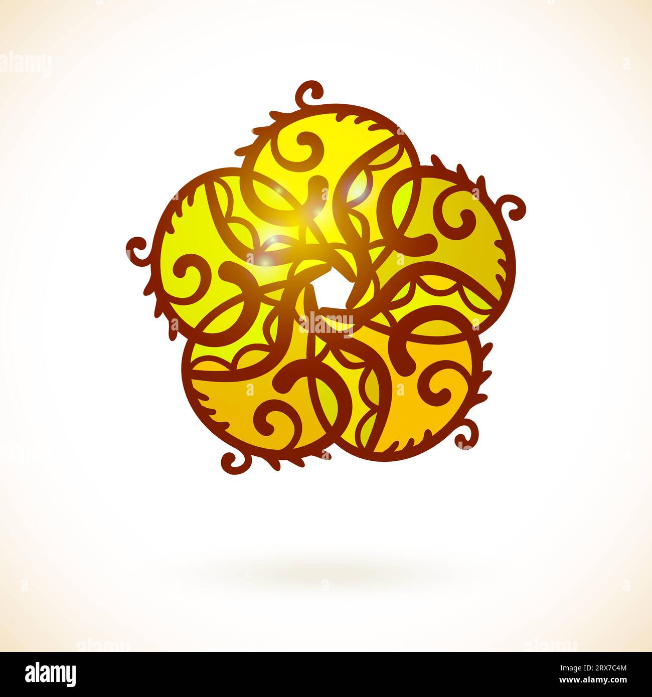 Geometric pentagonal design element, Ornamental yellow mandala Stock ...