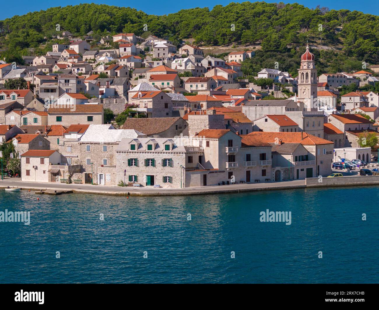 Aerial photo of Pučišća town on Brac Island, Croatia Stock Photo - Alamy