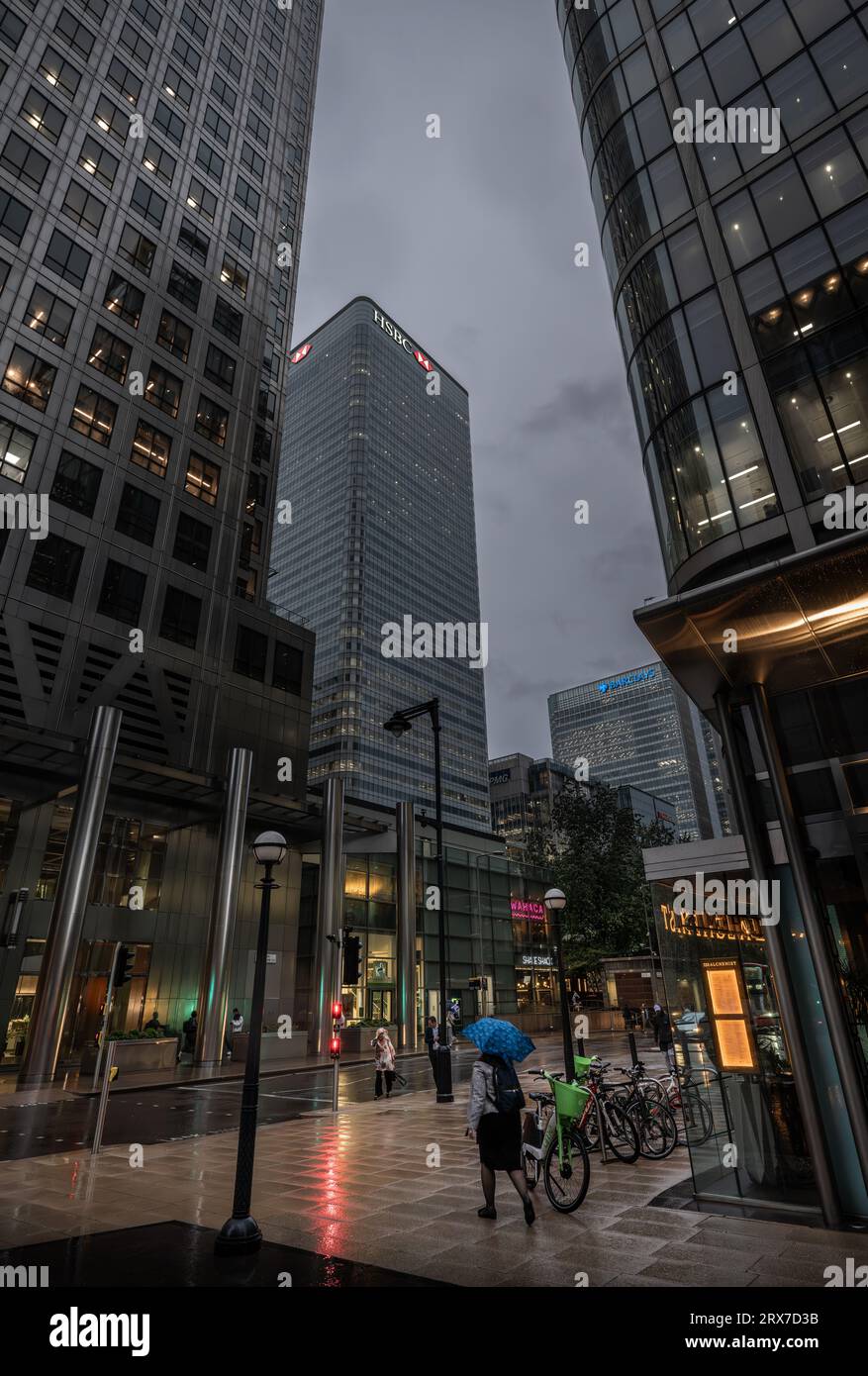 Canary Wharf, London, UK: South Colonnade in Canary Wharf with ...