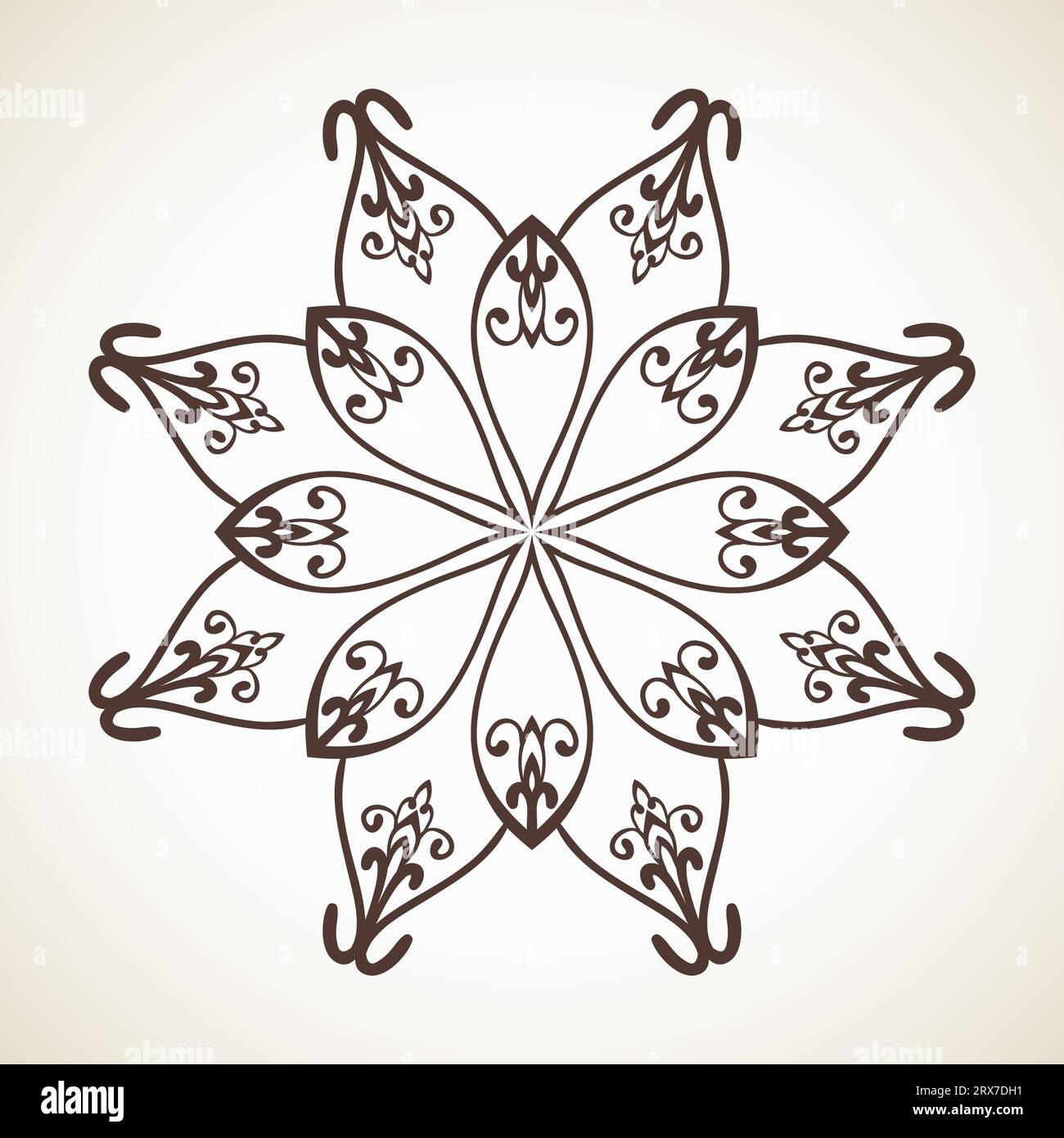 Round flower oriental pattern, Circular ornament design element, Vector ...