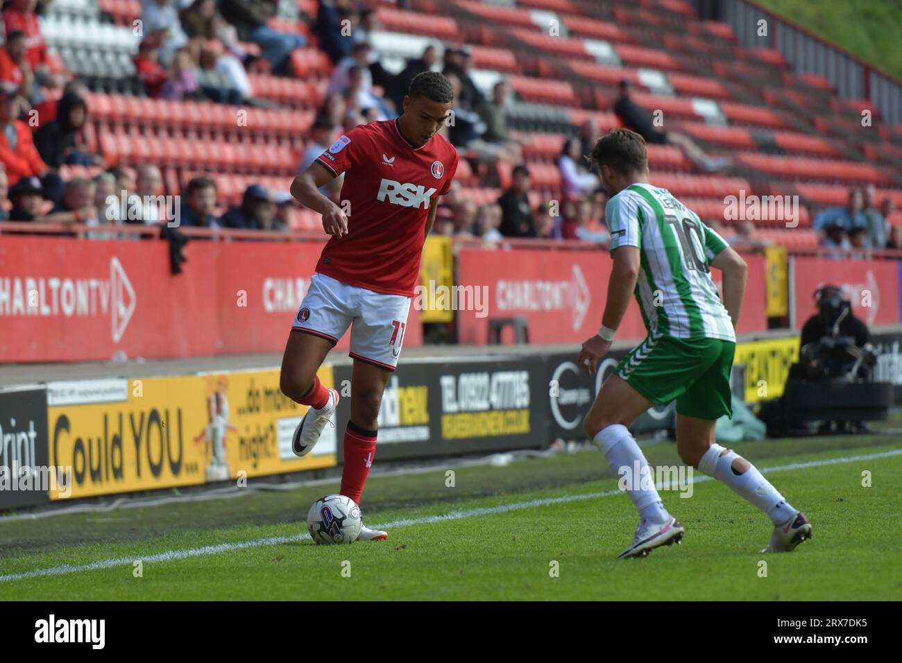 London, England. 23rd Sep 2023. Miles Leaburn of Charlton and Luke ...