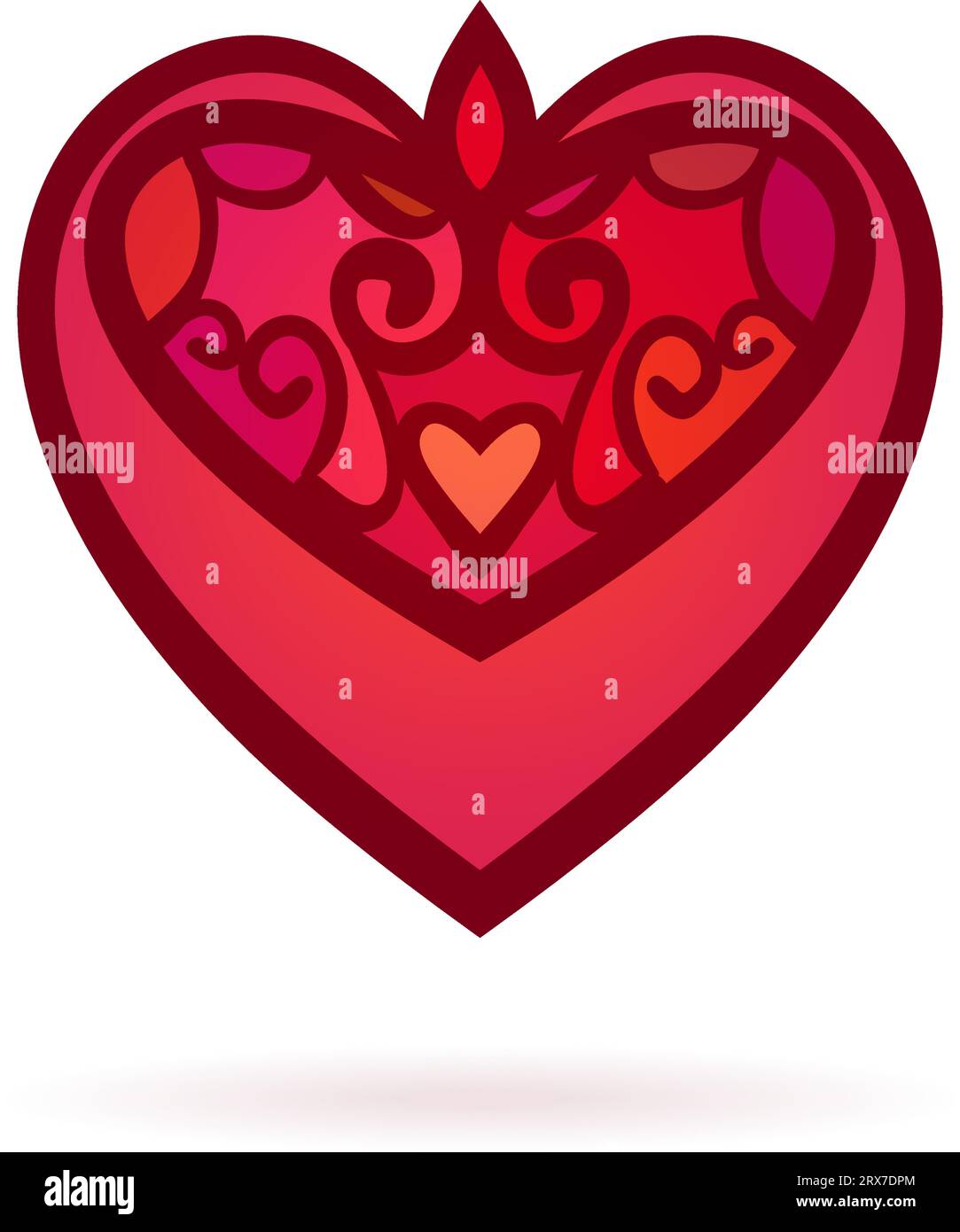 Ornamental heart, Arabic ornament, Isolated design element, Vector ...