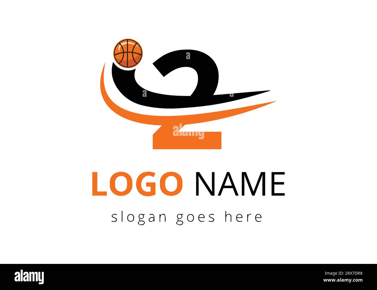 2 Letter Logo With Basketball Ball. Sports Symbol Vector Template ...