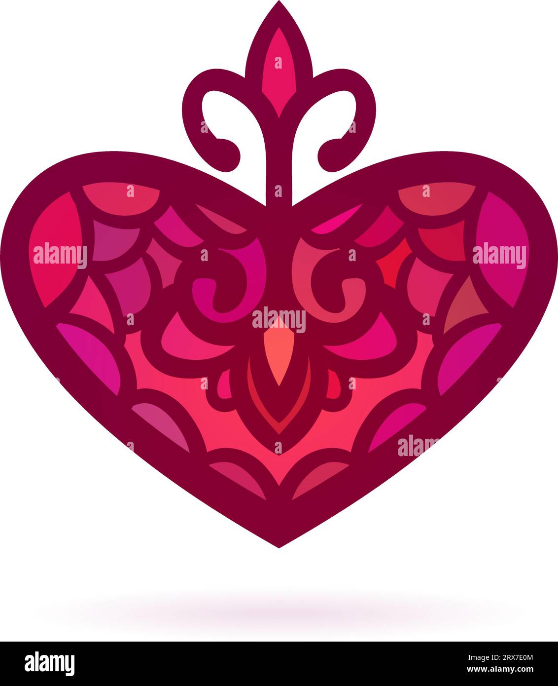 Ornamental heart, Arabic ornament, Isolated design element, Vector ...