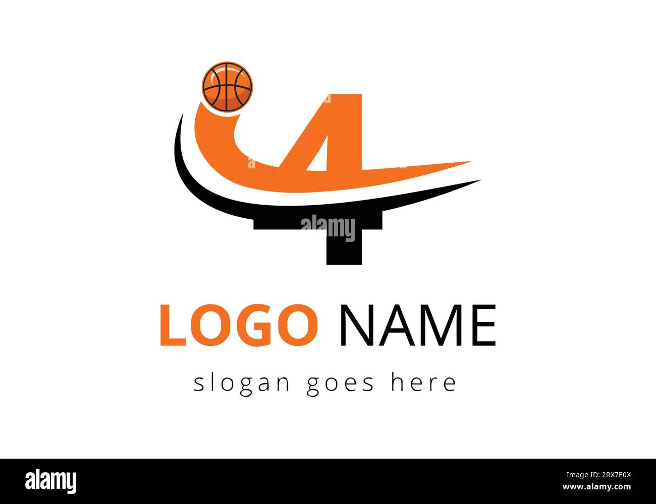 4 Letter Logo With Basketball Ball. Sports Symbol Vector Template ...