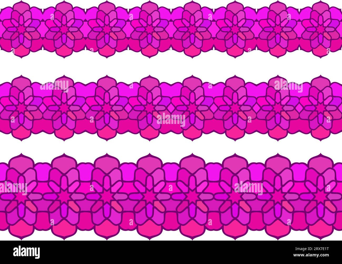 Ornamental floral magenta color Seamless border Vector set Stock Vector ...