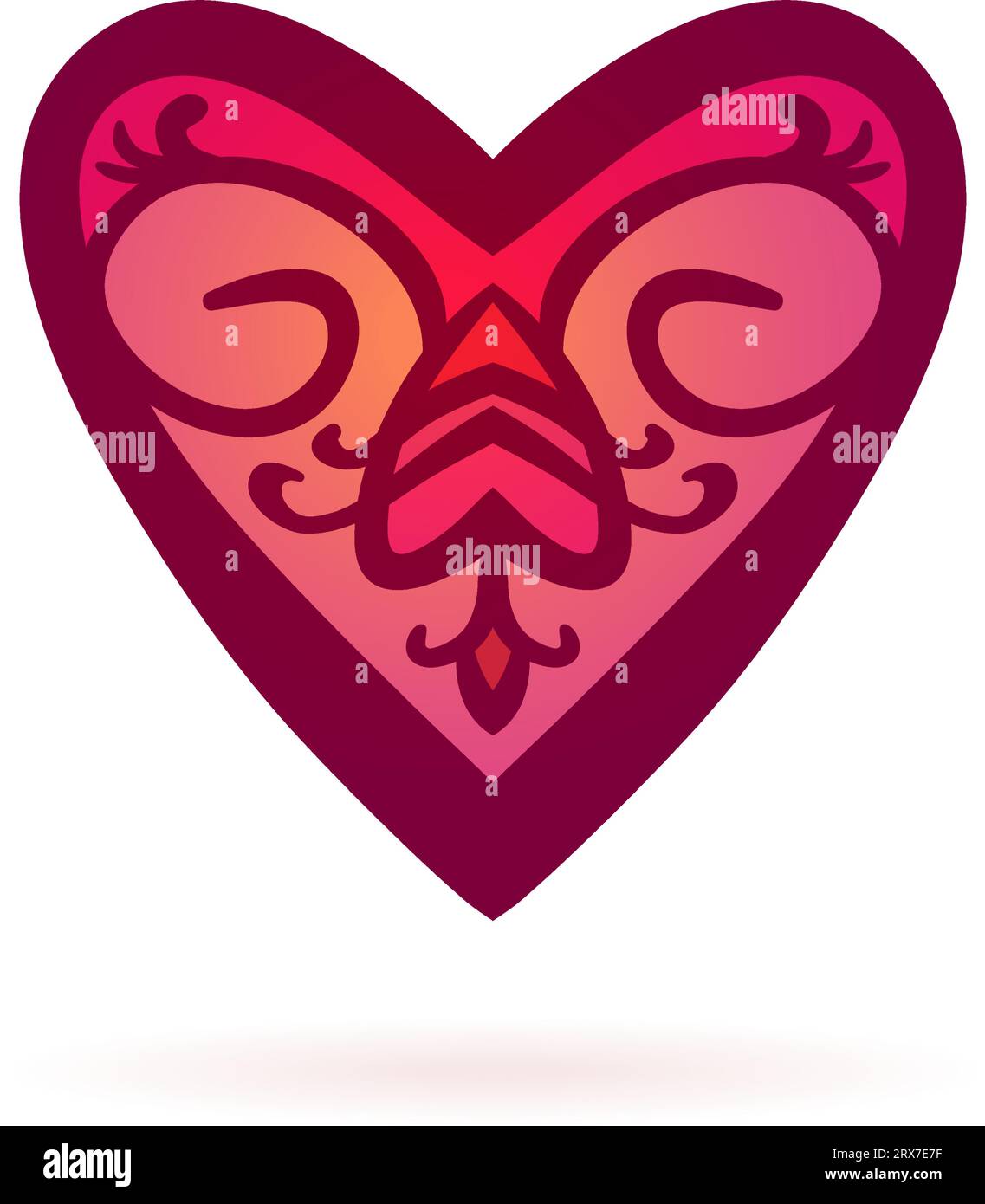 Ornamental Heart Isolated Design Element Vector Illustration Stock