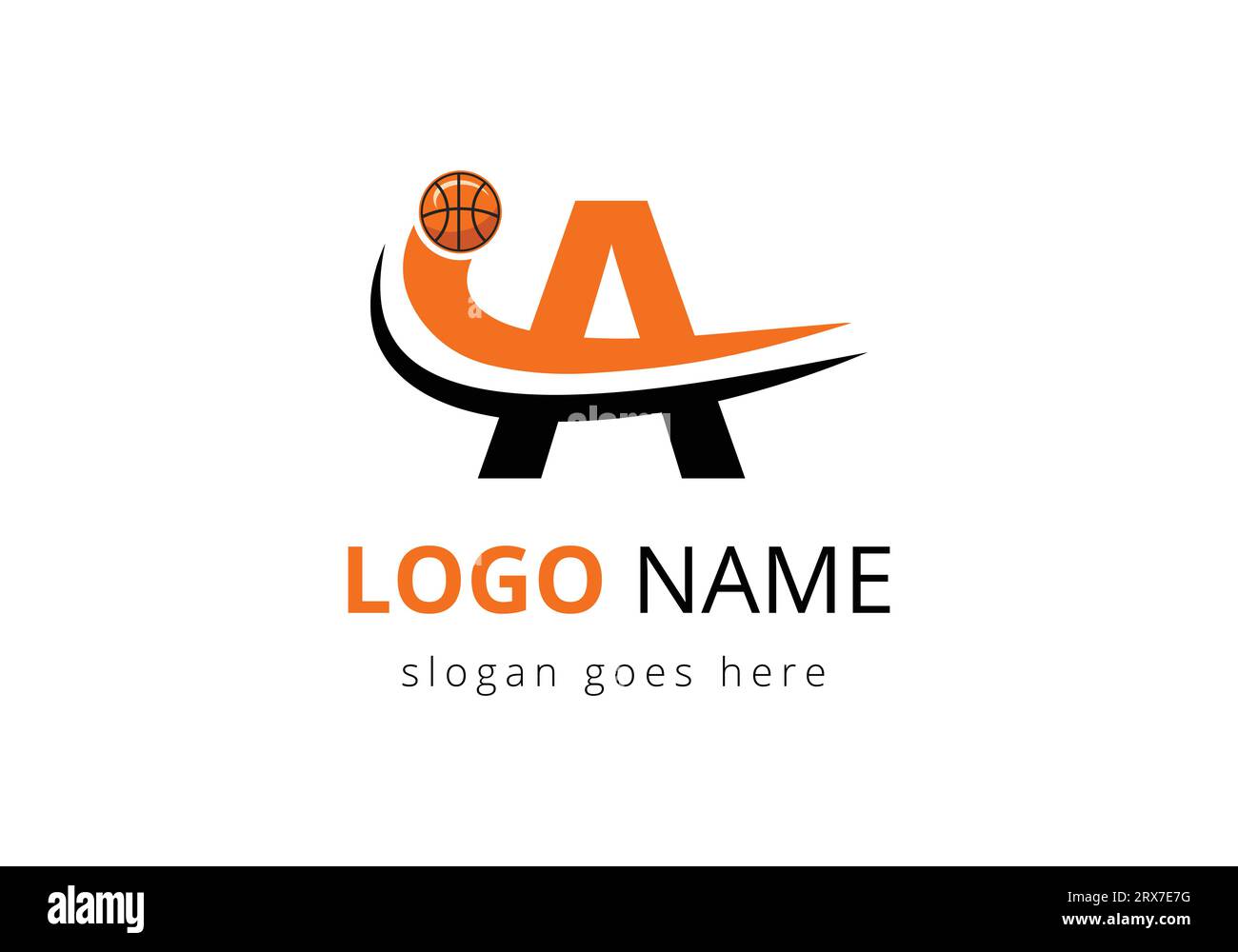 A Letter Logo With Basketball Ball. Sports Symbol Vector Template ...