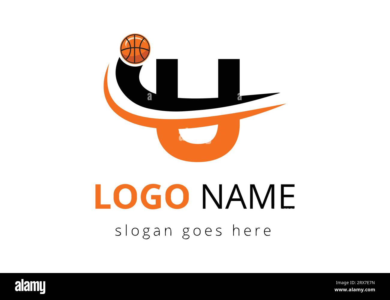 U Letter Logo With Basketball Ball. Sports Symbol Vector Template ...