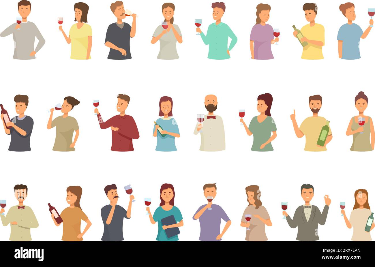 Wine tasting icons set cartoon vector. France event. Manu winery Stock ...