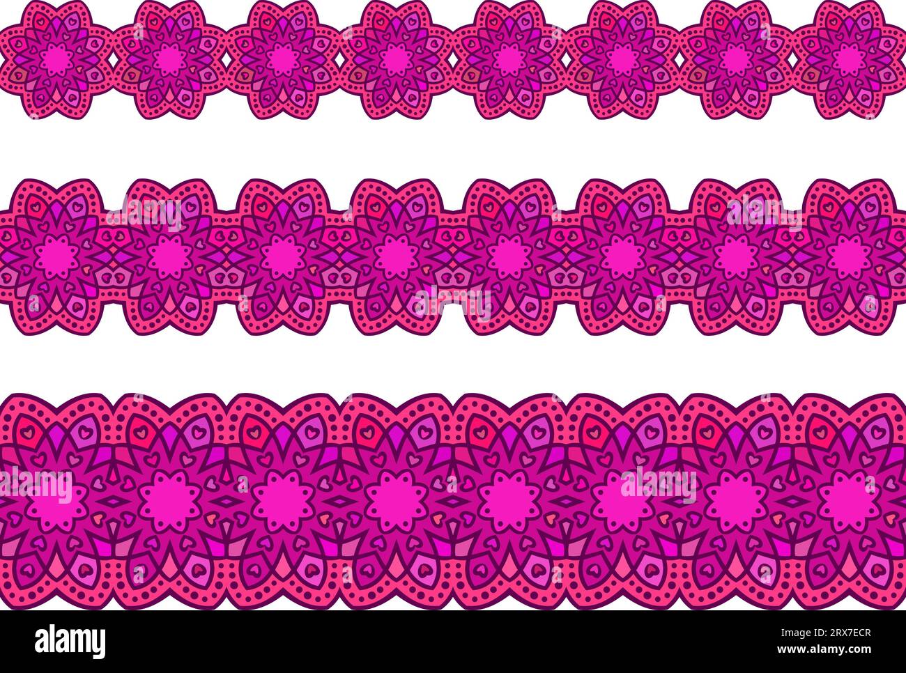 Ornamental floral magenta color Seamless border Vector set Stock Vector ...