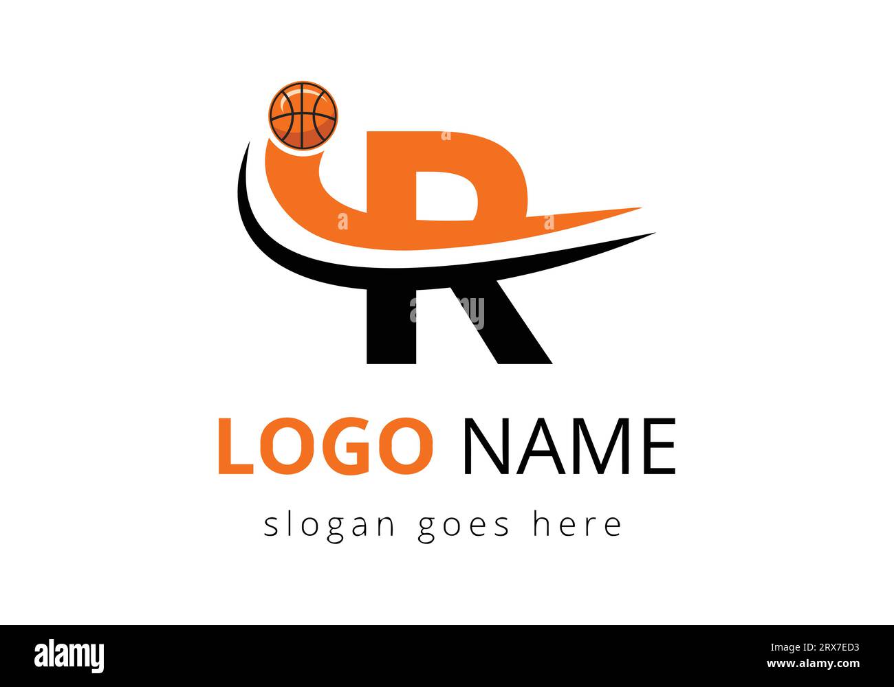 R Letter Logo With Basketball Ball. Sports Symbol Vector Template ...