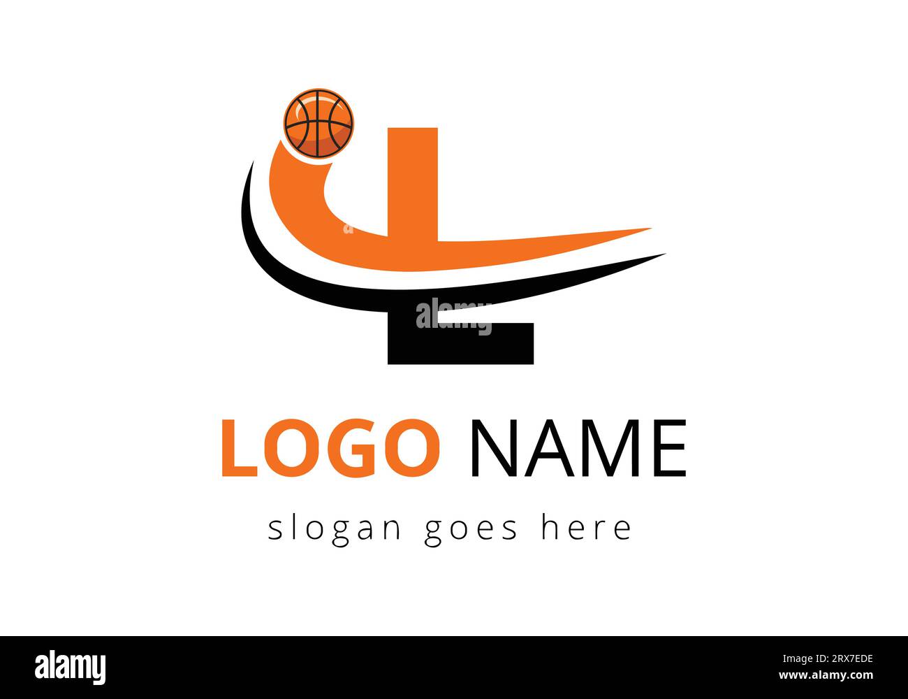 L Letter Logo With Basketball Ball. Sports Symbol Vector Template ...