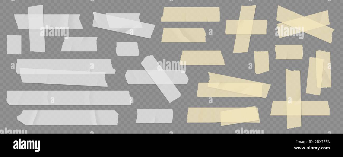 Scotch tape. Sticky paper, adhesive white and yellow pieces of stickers ...