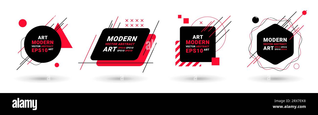 Modern poster frames. Design shapes. Red graphic elements, modern line ...