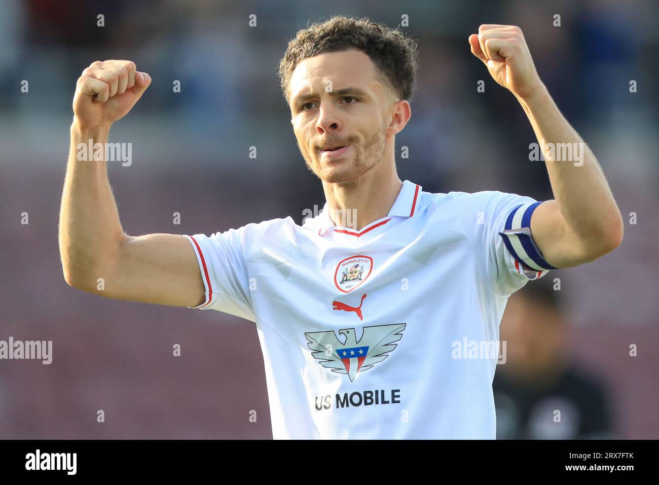 Northampton, UK. 23rd Sep, 2023. Jordan Williams #2 of Barnsley punches ...