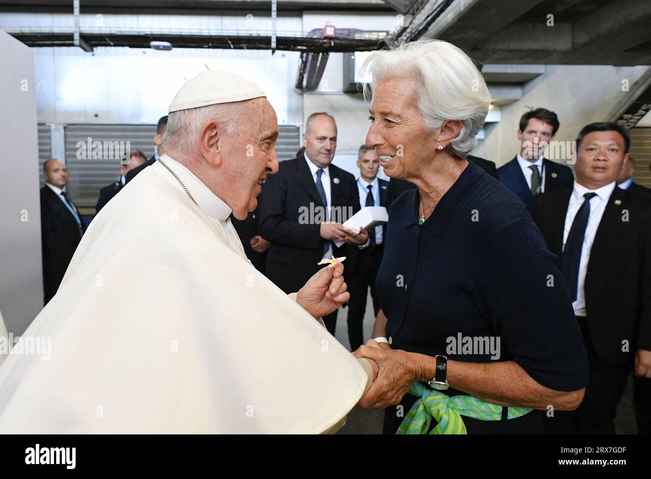 Marseille, France. 23rd Sep, 2023. Pope Francis meets Christine Lagarde ...