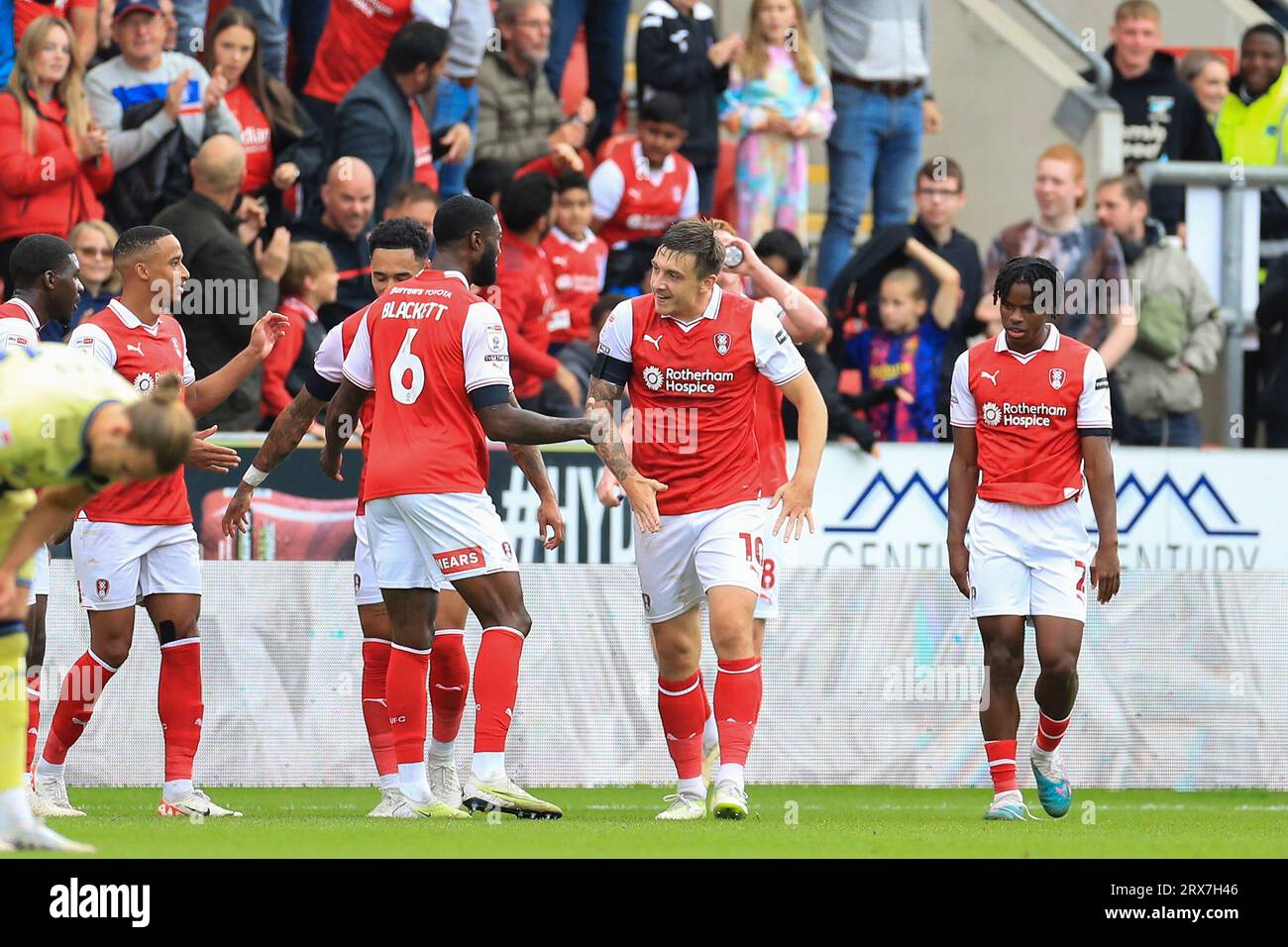 Rotherham, UK. 23rd Sep, 2023. Rotherham United forward Jordan Hugill ...