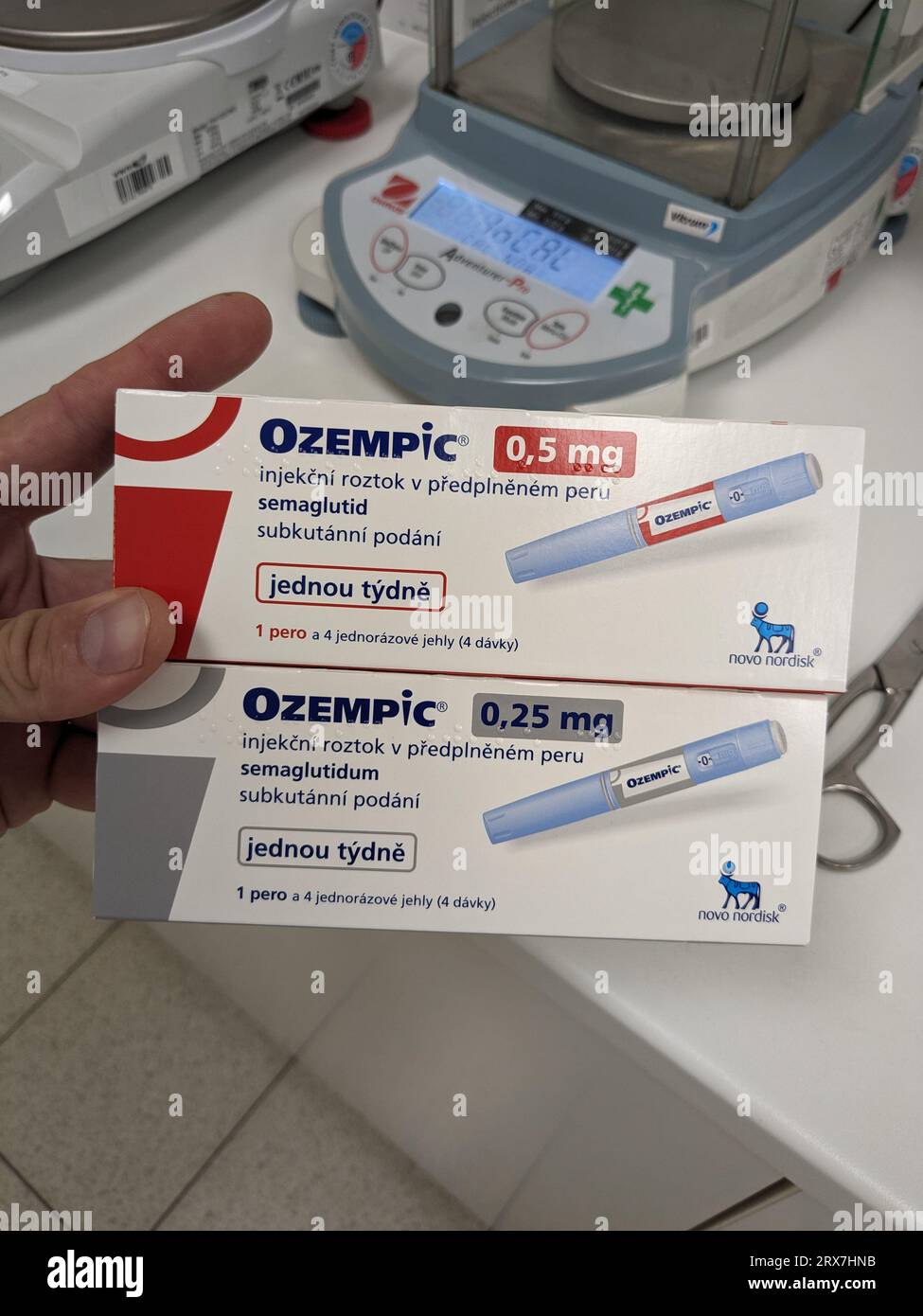 Prague,Czech republic- June 22 2023:box of ozempic medication. Diabetes ...