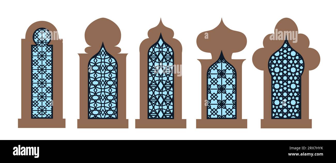 Collection of arabian oriental windows, arches and doors. Laser cut ...