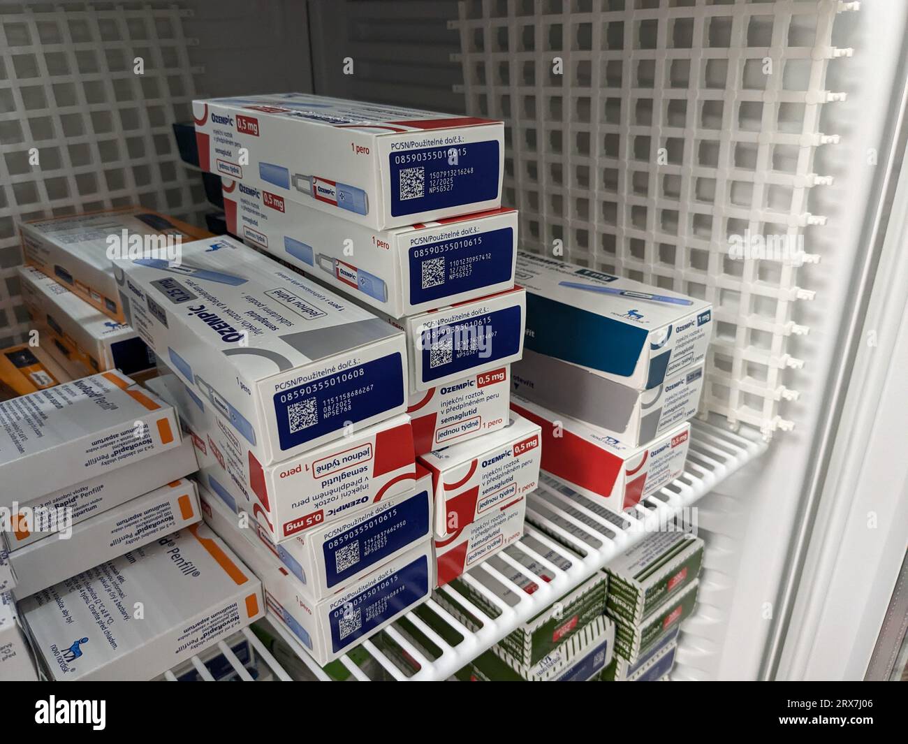Prague,Czech republic- June 22 2023:box of ozempic medication. Diabetes ...