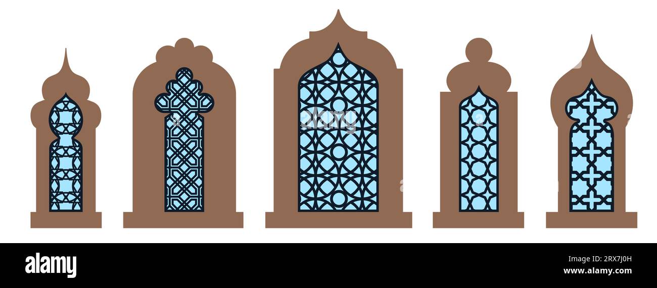 Collection of arabian oriental windows, arches and doors. Laser cut ...
