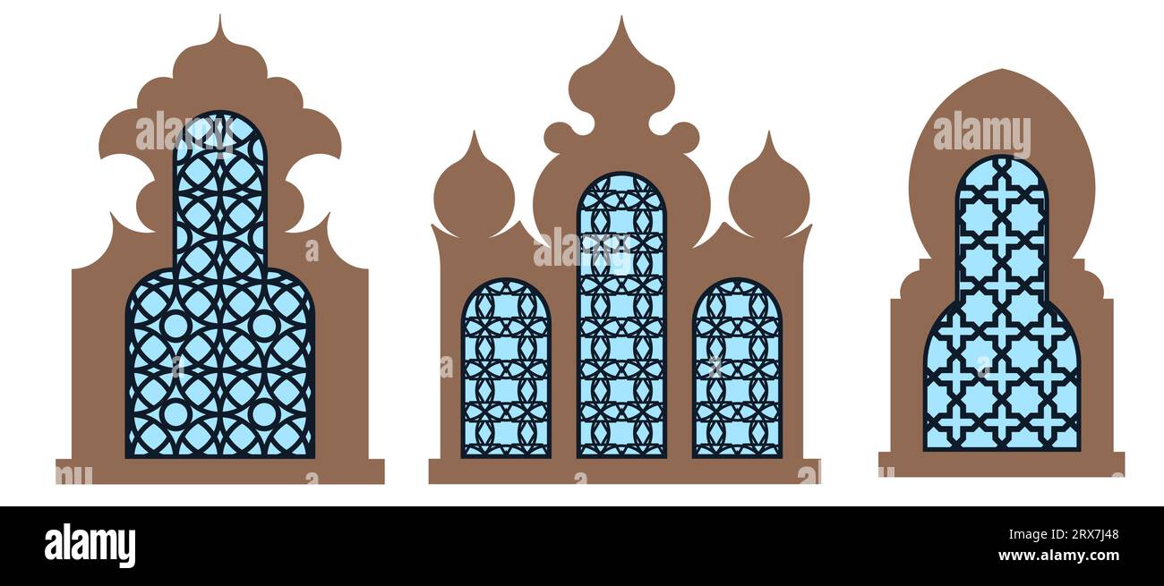 Collection of arabian oriental windows, arches and doors. Laser cut ...
