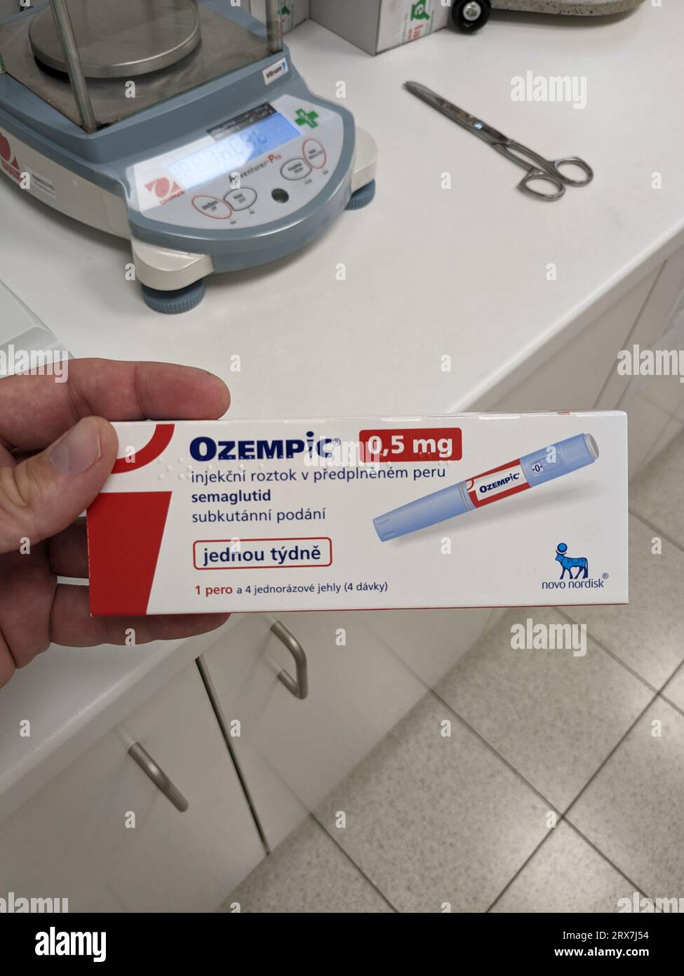 Prague,Czech republic- June 22 2023:box of ozempic medication. Diabetes ...