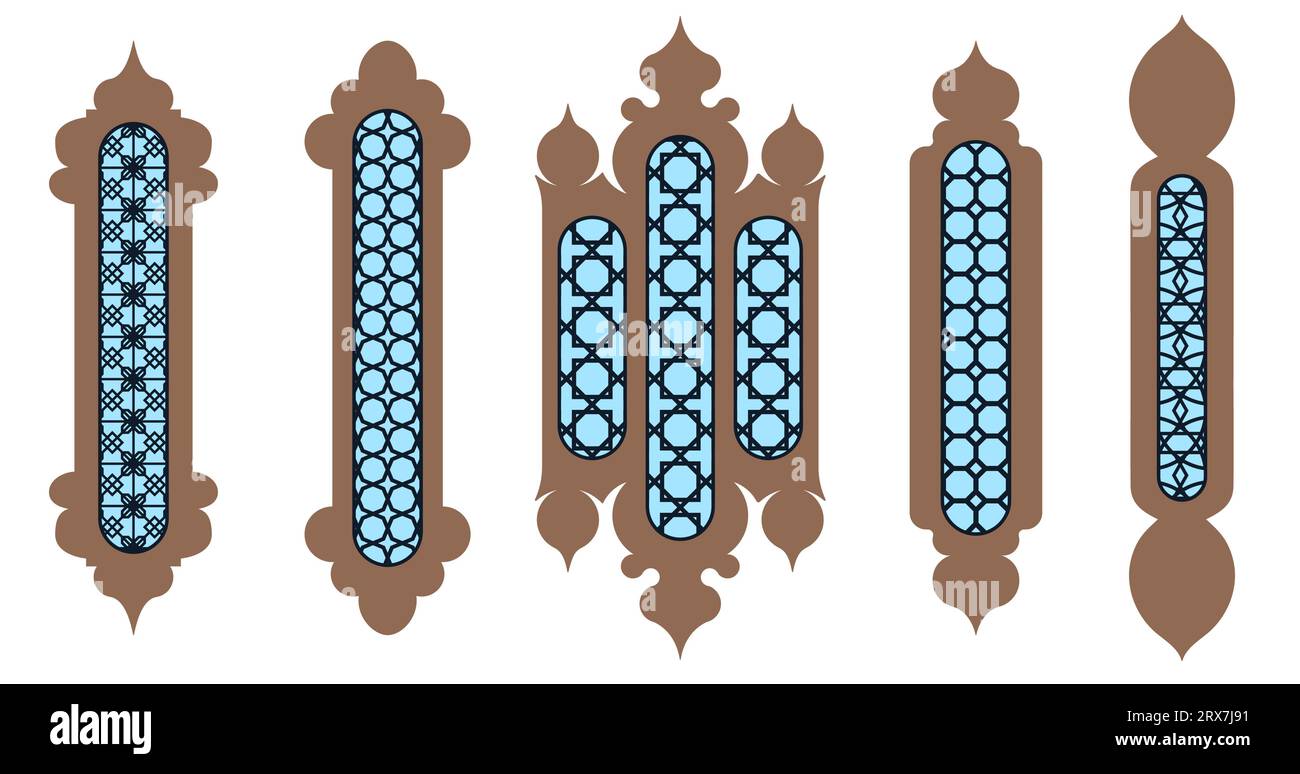 Collection of arabian oriental windows. Laser cut grill. Modern design ...