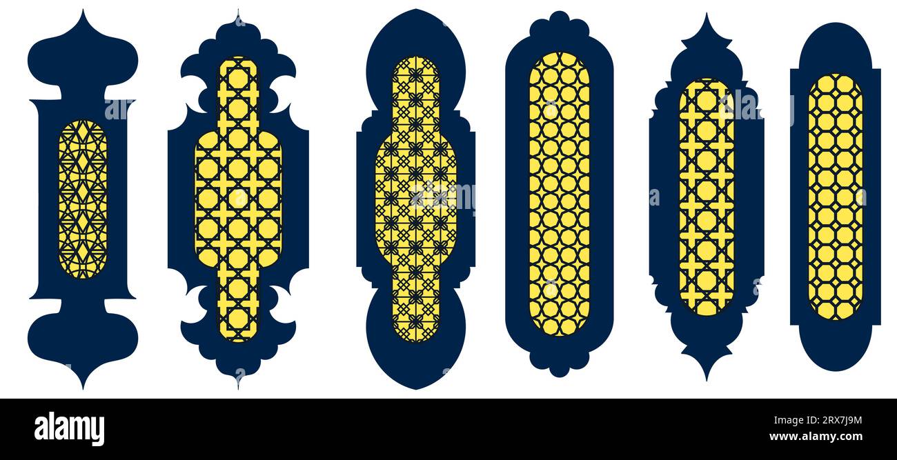 Collection of arabian oriental windows. Laser cut grill. Modern design ...