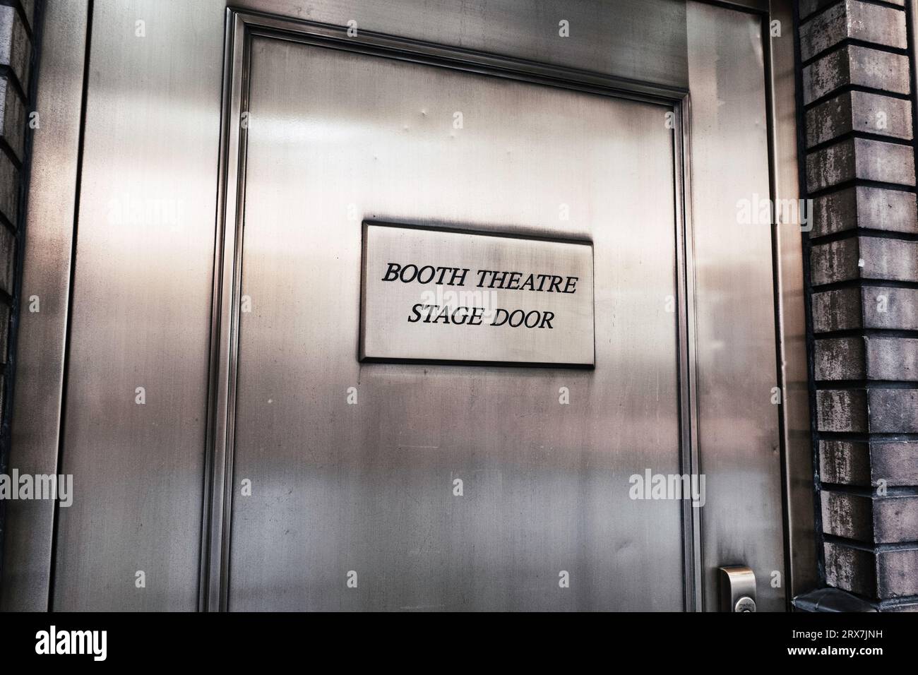 The brass sign on the Booth Theatre stage door, Times Square, New York ...