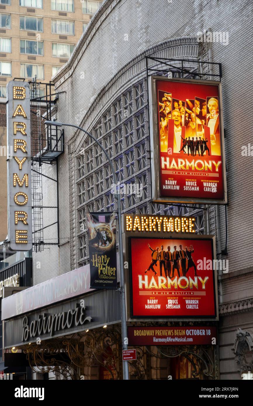 Ethel Barrymore Theatre Marquee in Times Square featuring the musical ...