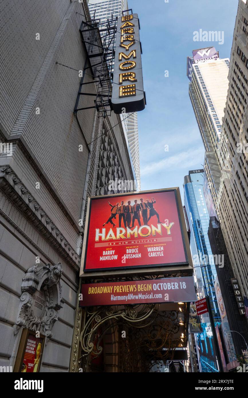 Ethel Barrymore Theatre Marquee in Times Square featuring the musical ...