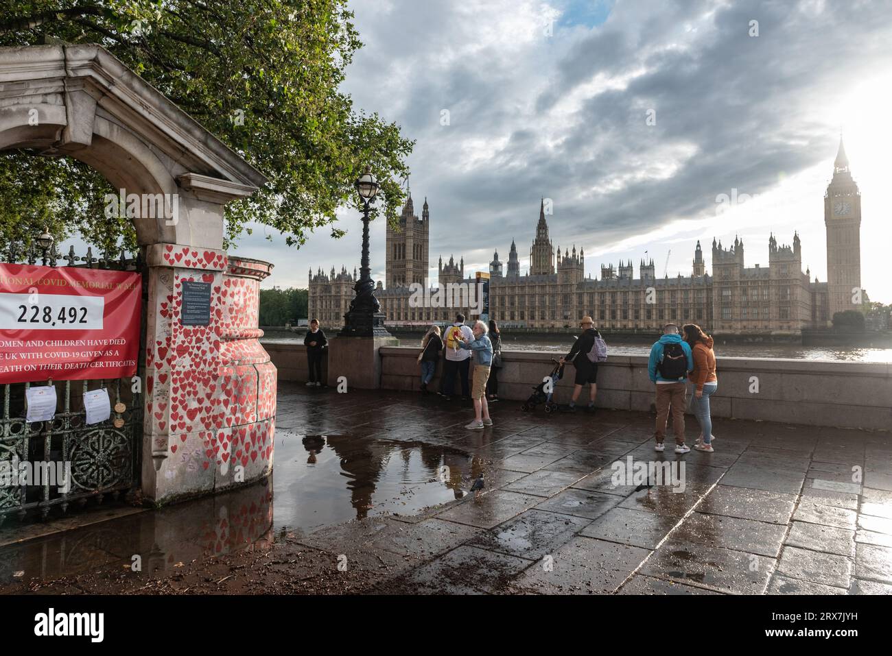 National COVID Memorial Wall beside the River Thames in front of the ...