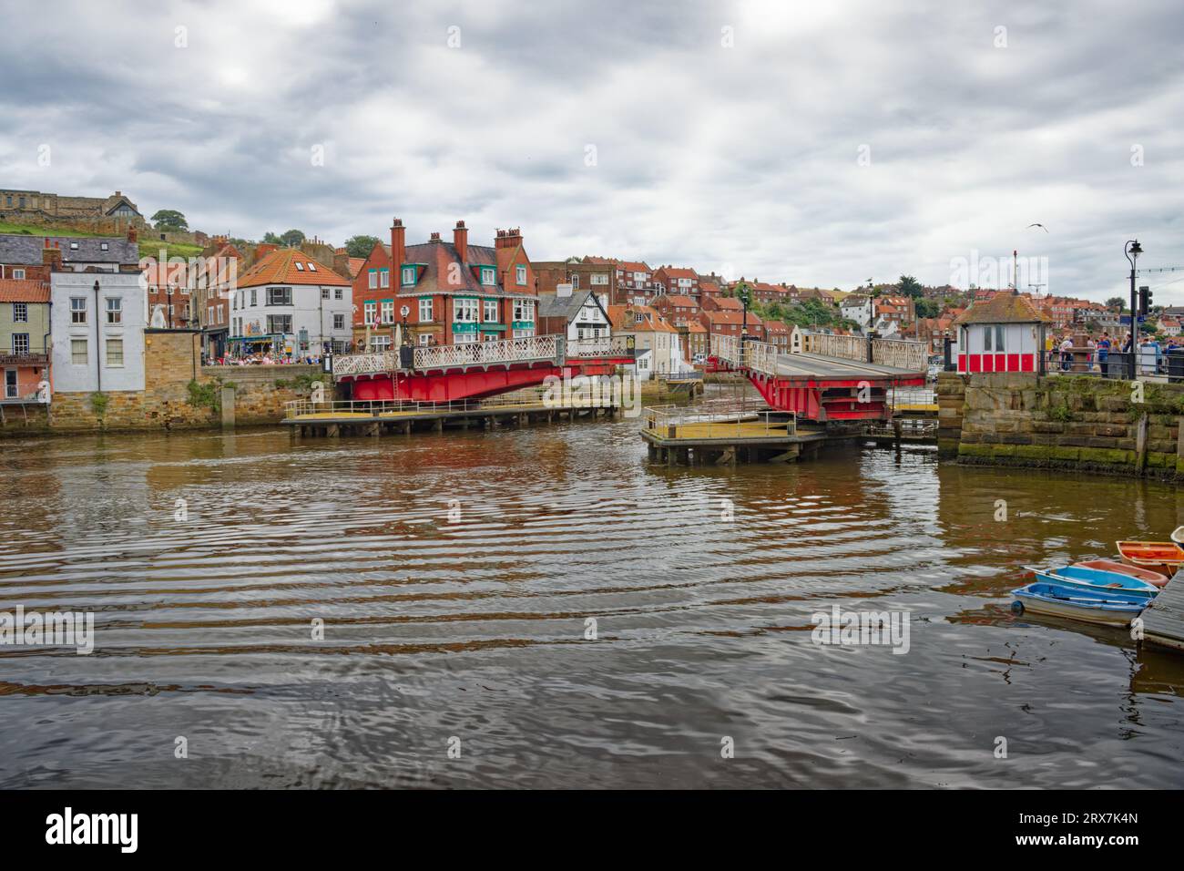 Whitby,England,9,August,2023.The Picture Shows ,The swing bridge that ...