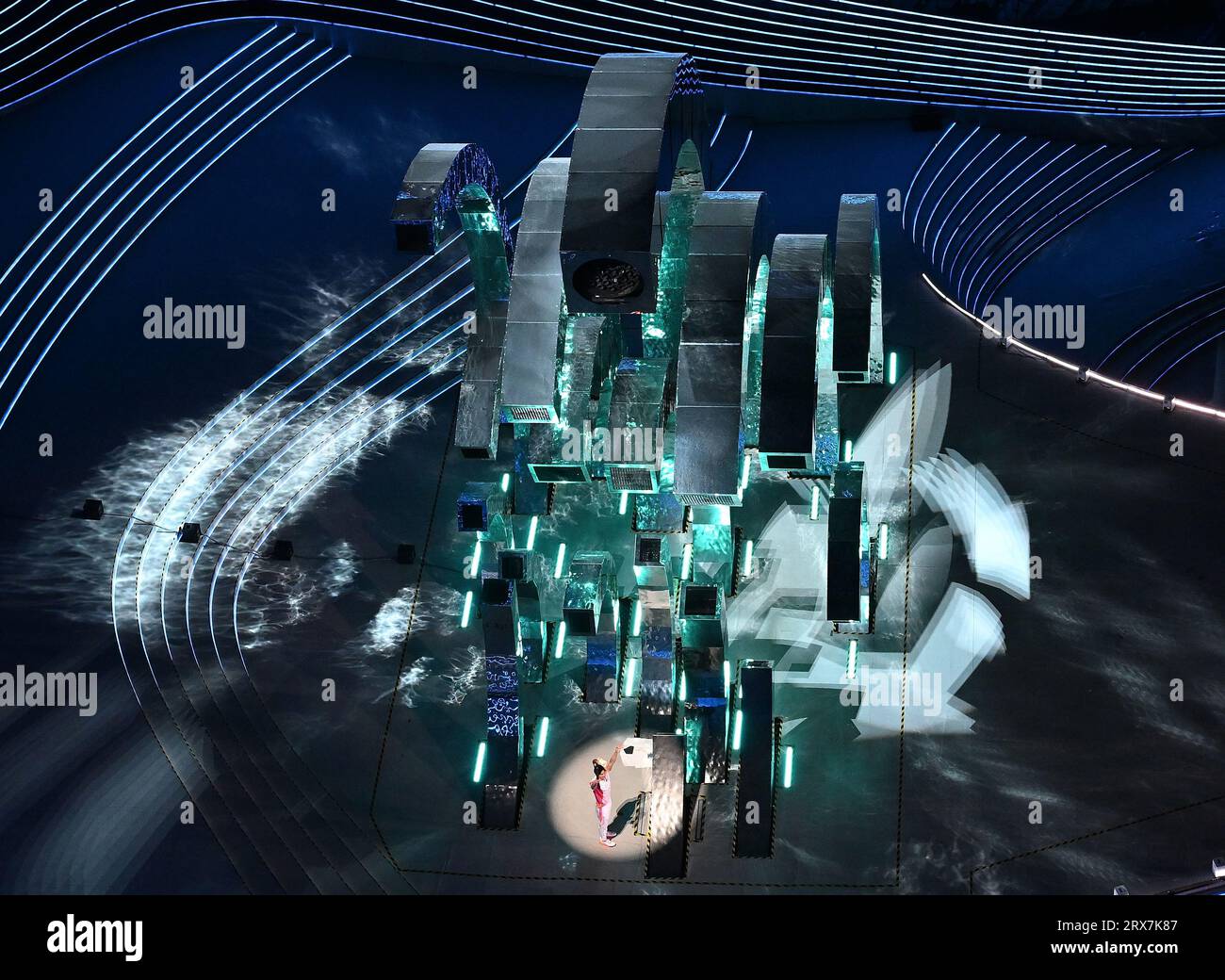 Hangzhou, China's Zhejiang Province. 23rd Sep, 2023. Torch bearer Wang ...