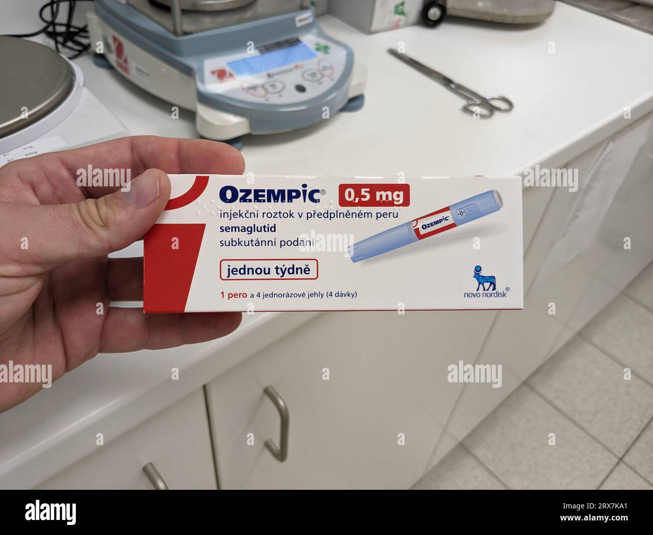 Prague,Czech republic- June 22 2023:box of ozempic medication. Diabetes ...