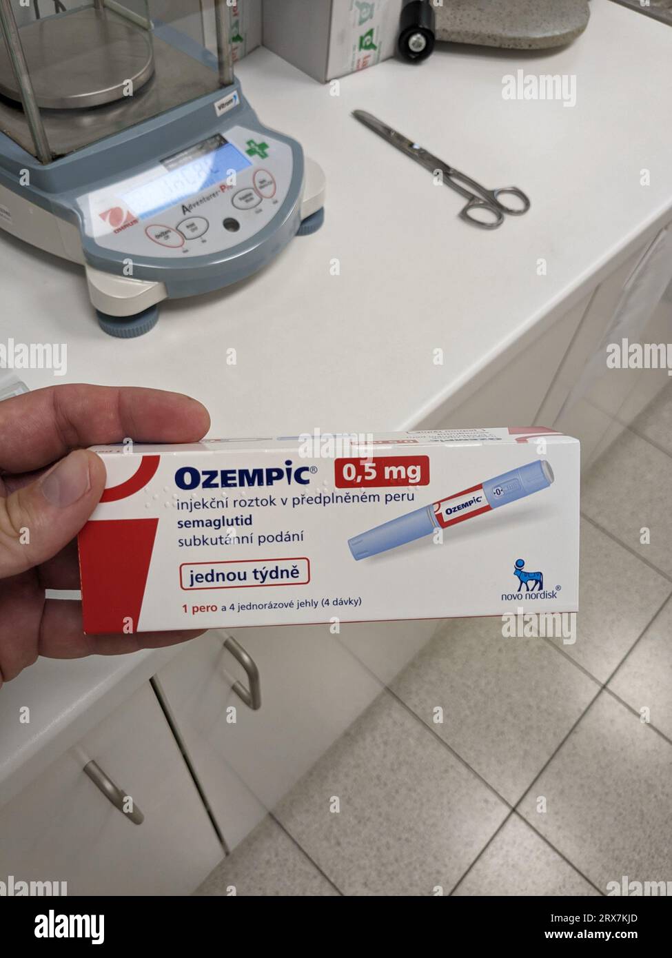 Prague,Czech republic- June 22 2023:box of ozempic medication. Diabetes ...