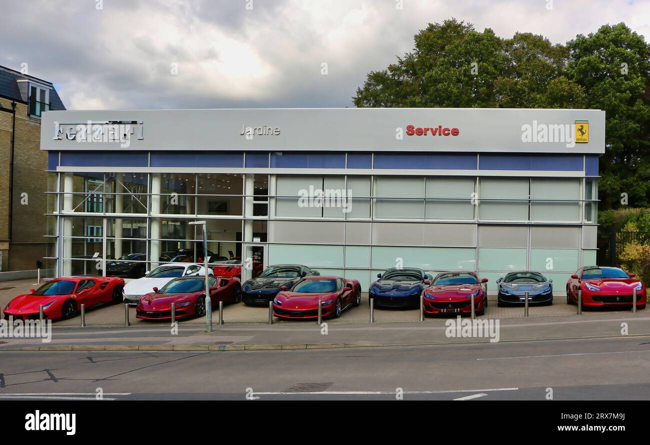 Jardine Ferrari Dealership with parked Ferraris on the forecourt ...