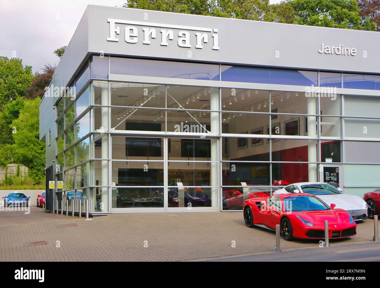 Jardine Ferrari Dealership with parked Ferraris on the forecourt ...