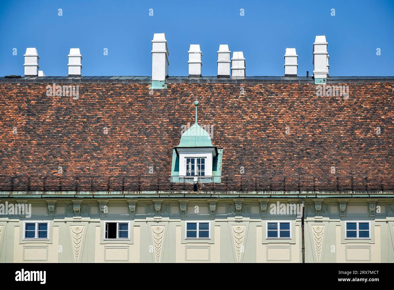 Tile roof medieval building of the winter residence of the Austrian ...