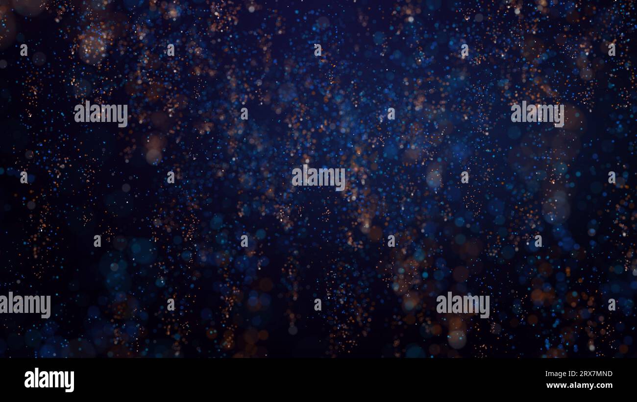 3D rendering of brightly colored particle confetti descends elegantly, swirling through the air ...