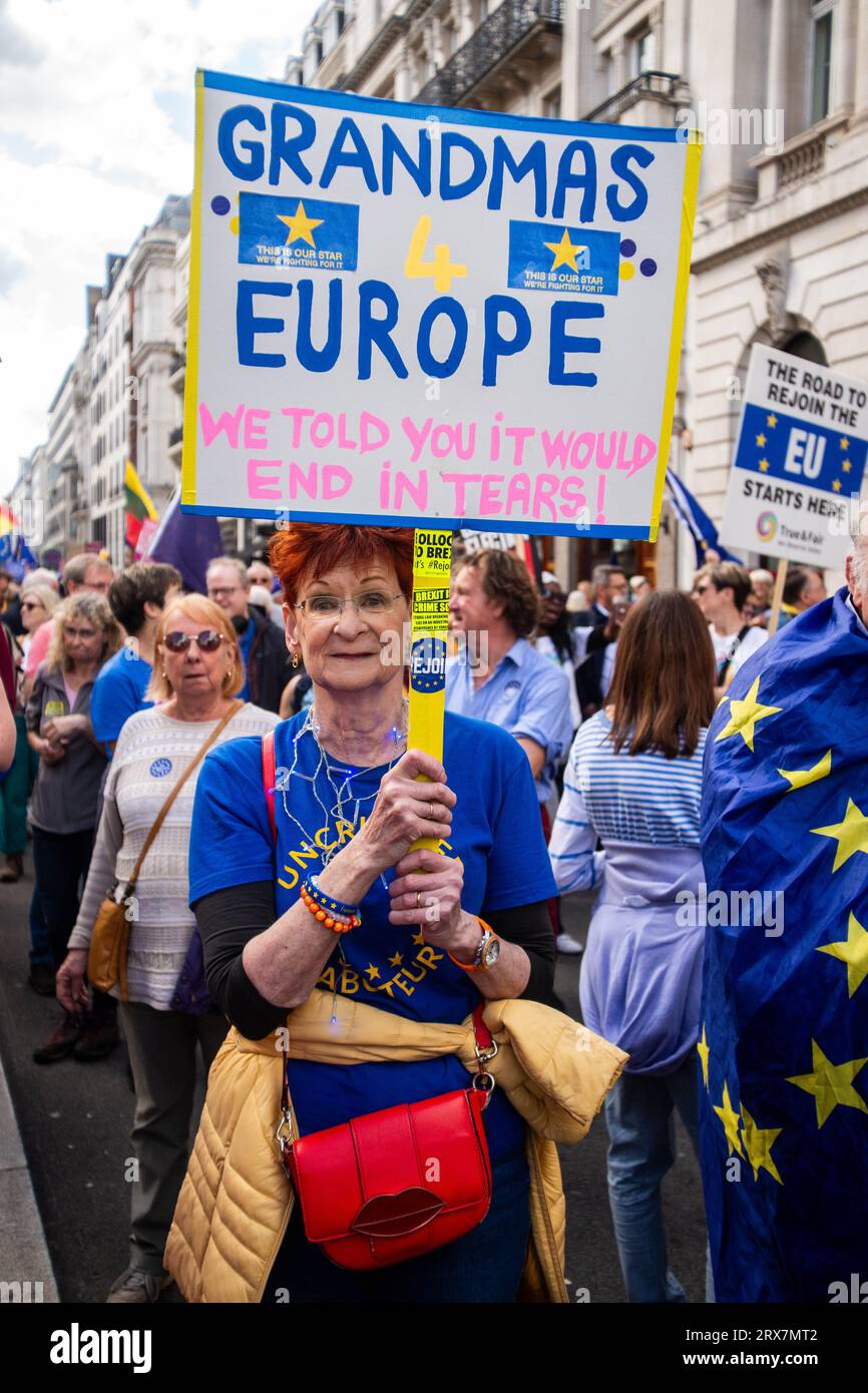 London, UK. 23rd Sep, 2023. National Rejoin March in Central London ...