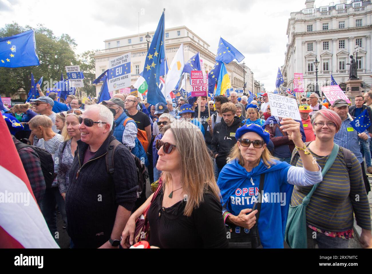London, UK. 23rd Sep, 2023. National Rejoin March in Central London ...