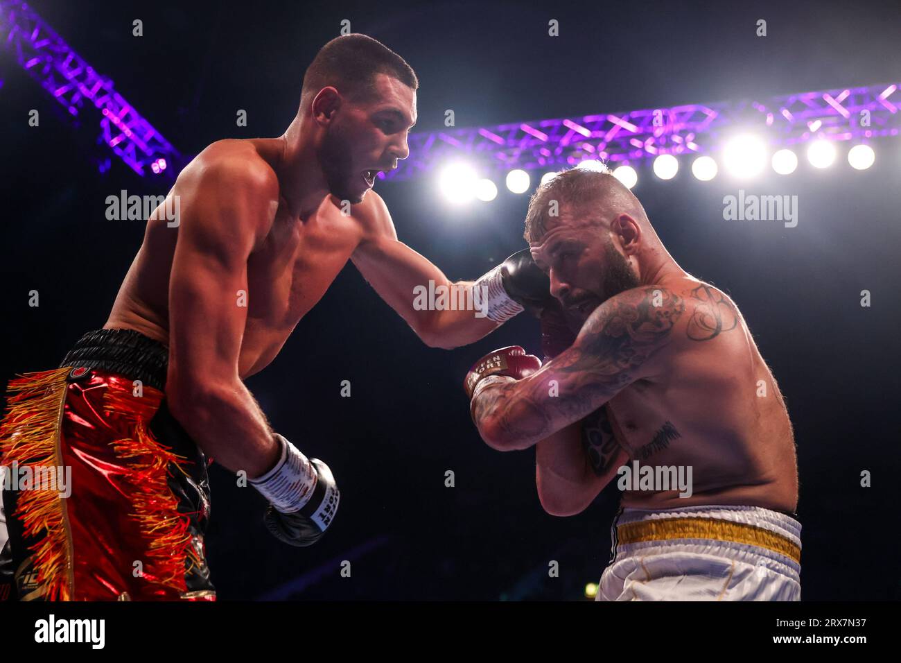 Tommy Fletcher (left) against Alberto Tapia in the International ...
