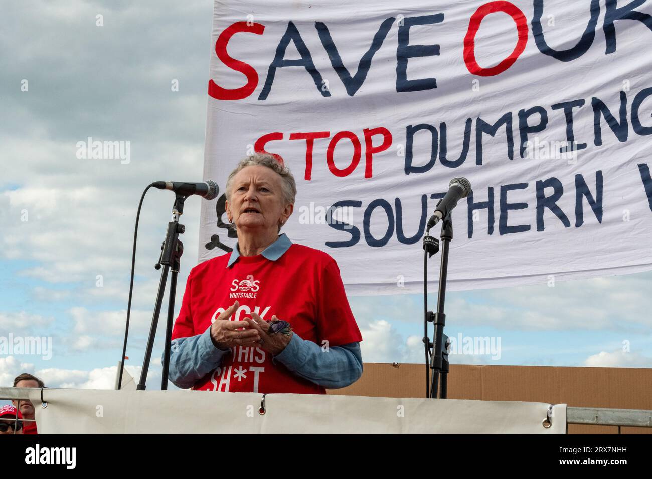 Green Party Jenny Jones speaking at the SOS Whitstable protest about ...