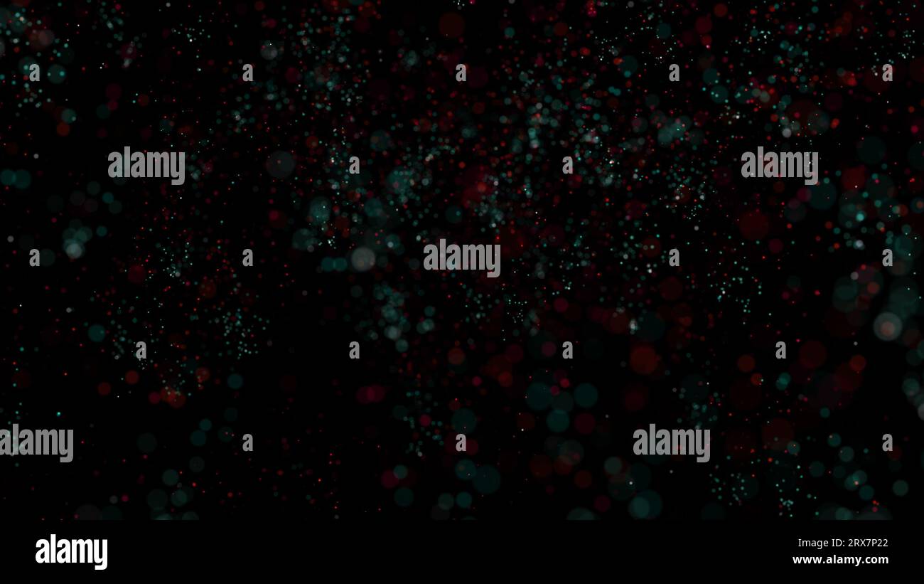 3D rendering of brightly colored particle confetti descends elegantly, swirling through the air ...